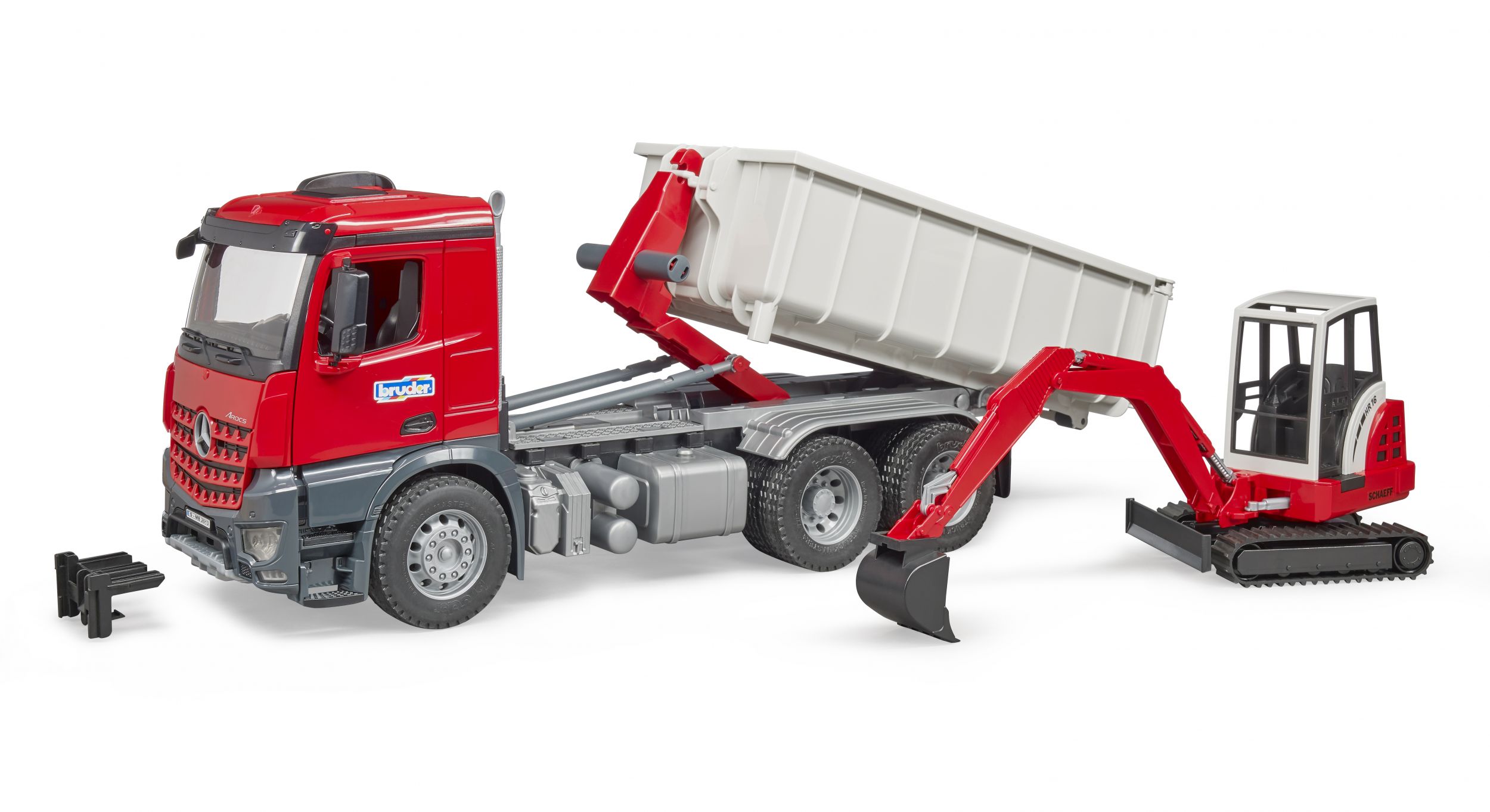 BRUDER - CAMION BENNE MB AROCS AVEC PELLETEUSE #03624 - CAMIONS, ARMES ...