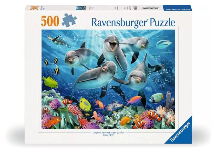 RAVENSBURGER CASSE-TÊTE 500 PIÈCES - DAUPHINS SUR LE RÉCIF DE CORAIL ...