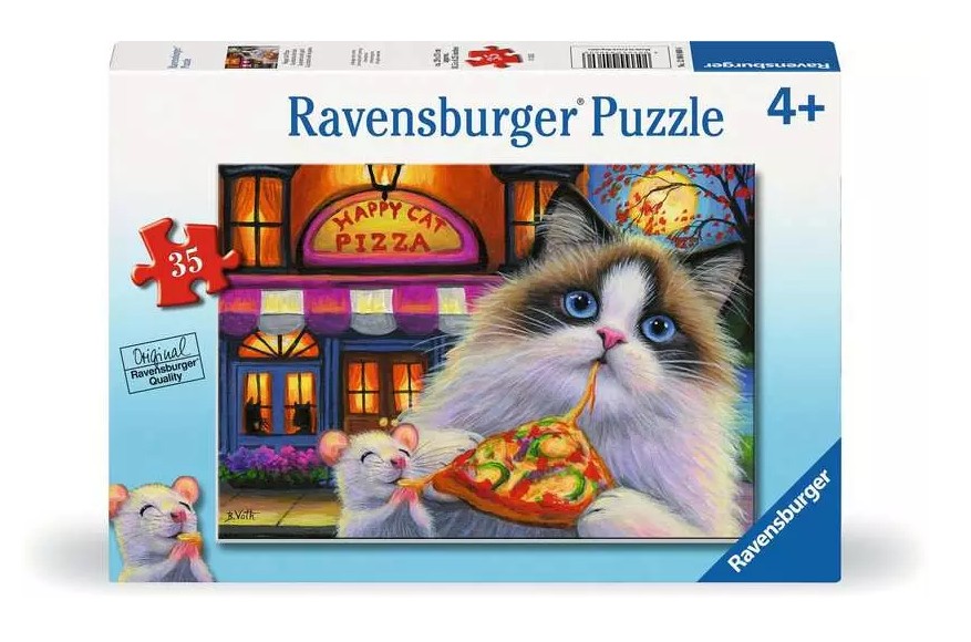 RAVENSBURGER CASSE-TÊTE 35 PIÈCES - HAPPY CAT PIZZA #12004060 - CASSE ...