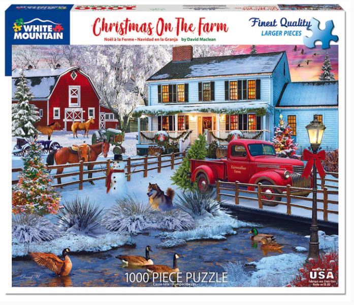 WHITE MOUNTAIN CASSE-TÊTE 1000 PIÈCES (LARGES PIÈCES) - NOËL À LA FERME ...