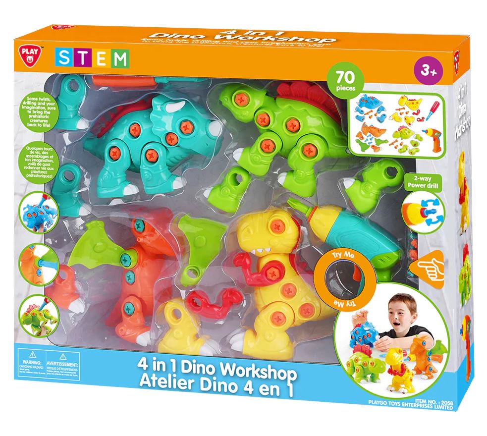 PLAYGO - ATELIER DINO 4 EN 1 À CONSTRUIRE - JOUER À FAIRE SEMBLANT / Outils