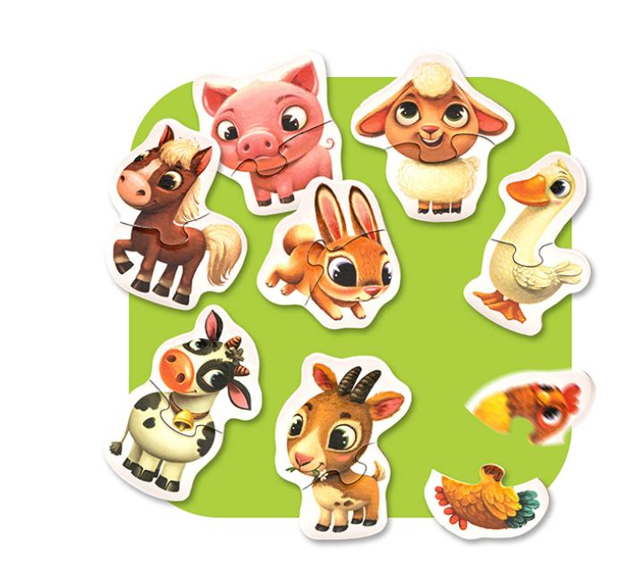 PUZZLIKA CASSE-TÊTE 8 EN 1 - ANIMAUX DE LA FERME #4-14781 - CASSE-TÊTES ...