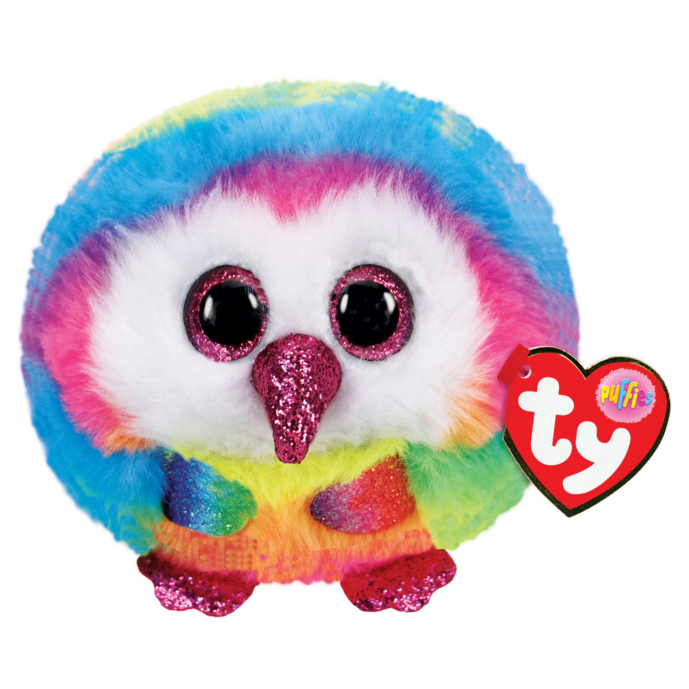 // PELUCHE TY BEANIE BALLS - OWEN HIBOU MULTICOLORE PUFFIES 4 ...