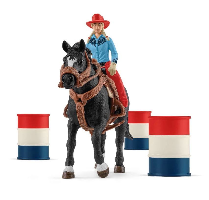 SCHLEICH - COWGIRL ET TONNEAUX DE COURSE #42576 - SCHLEICH / PAPO ...