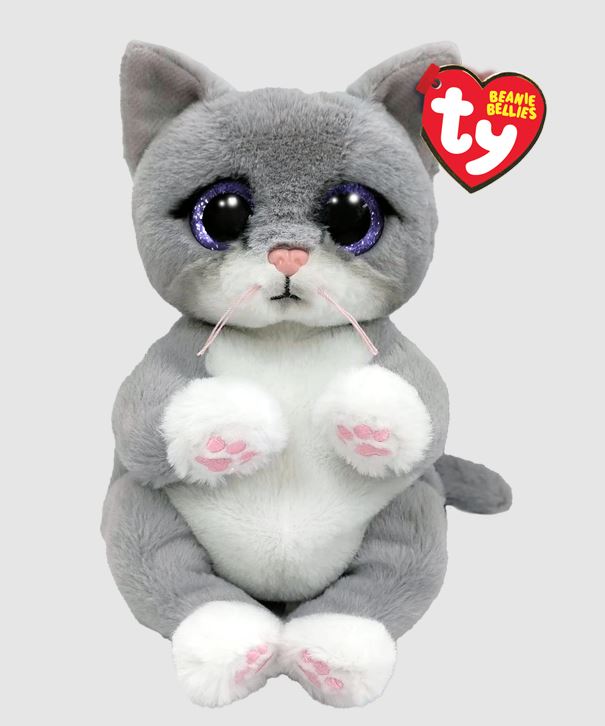 PELUCHE TY BEANIE BELLIES - MORGAN LE CHAT GRIS MÉDIUM 12" - PELUCHES ...