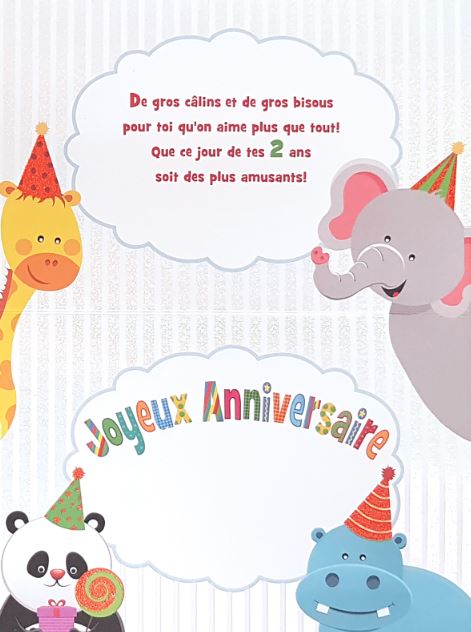 2 ANS - CARTE D'ANNIVERSAIRE GÉNÉRALE - C'EST TA FÊTE TU AS 2 ANS - DE ...