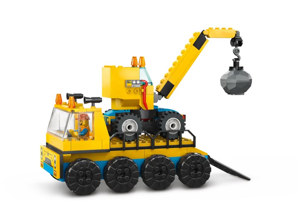 LEGO CITY - LES CAMIONS DE CHANTIER ET LA GRUE À BOULE DE DÉMOLITION ...