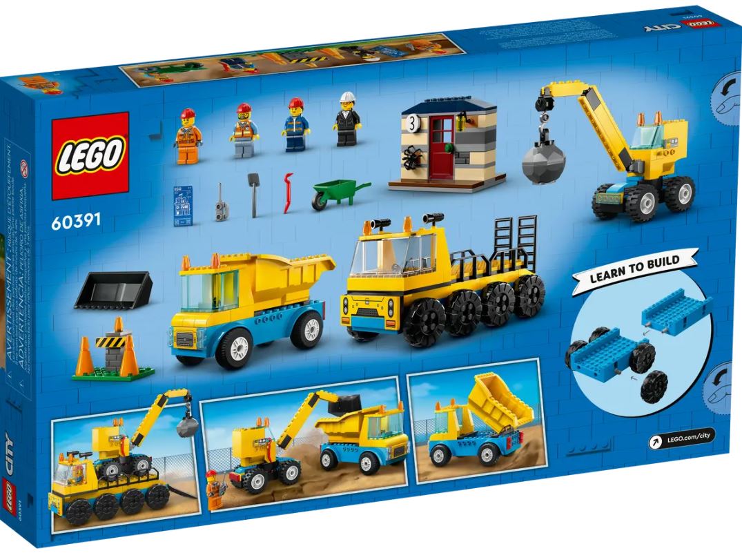 LEGO CITY - LES CAMIONS DE CHANTIER ET LA GRUE À BOULE DE DÉMOLITION ...