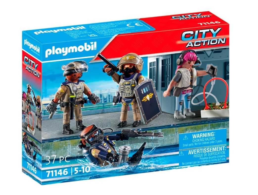 PLAYMOBIL CITY ACTION - EQUIPE DES FORCES SPECIALES AVEC BANDIT #71146 ...
