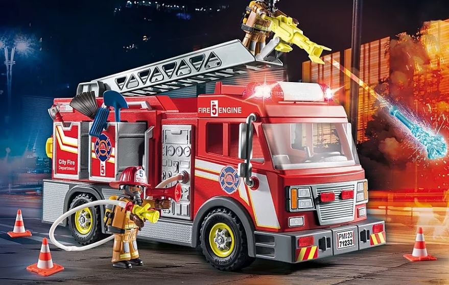 JC25 PLAYMOBIL CITY ACTION - CAMION DE POMPIERS AVEC ECHELLE #71233 ...