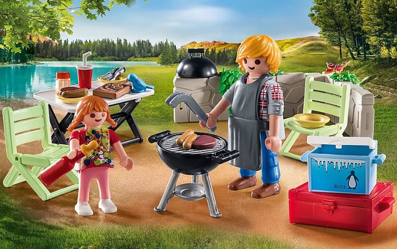 PLAYMOBIL FAMILY FUN CAMPING - BARBECUE AVEC PAPA ET ENFANT #71427 ...