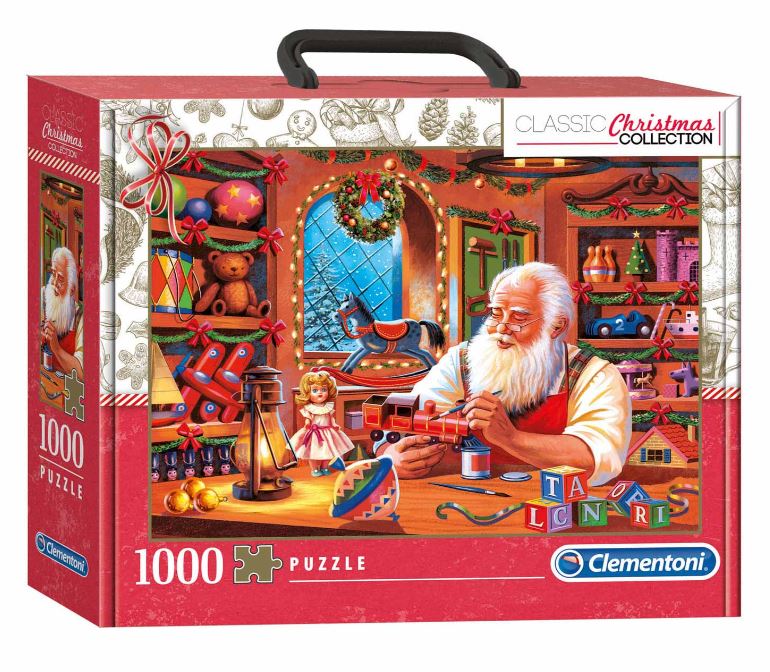 CLEMENTONI CASSE-TÊTE 1000 PIÈCES - ATELIER DU PÈRE NOËL MALLETTE DE ...