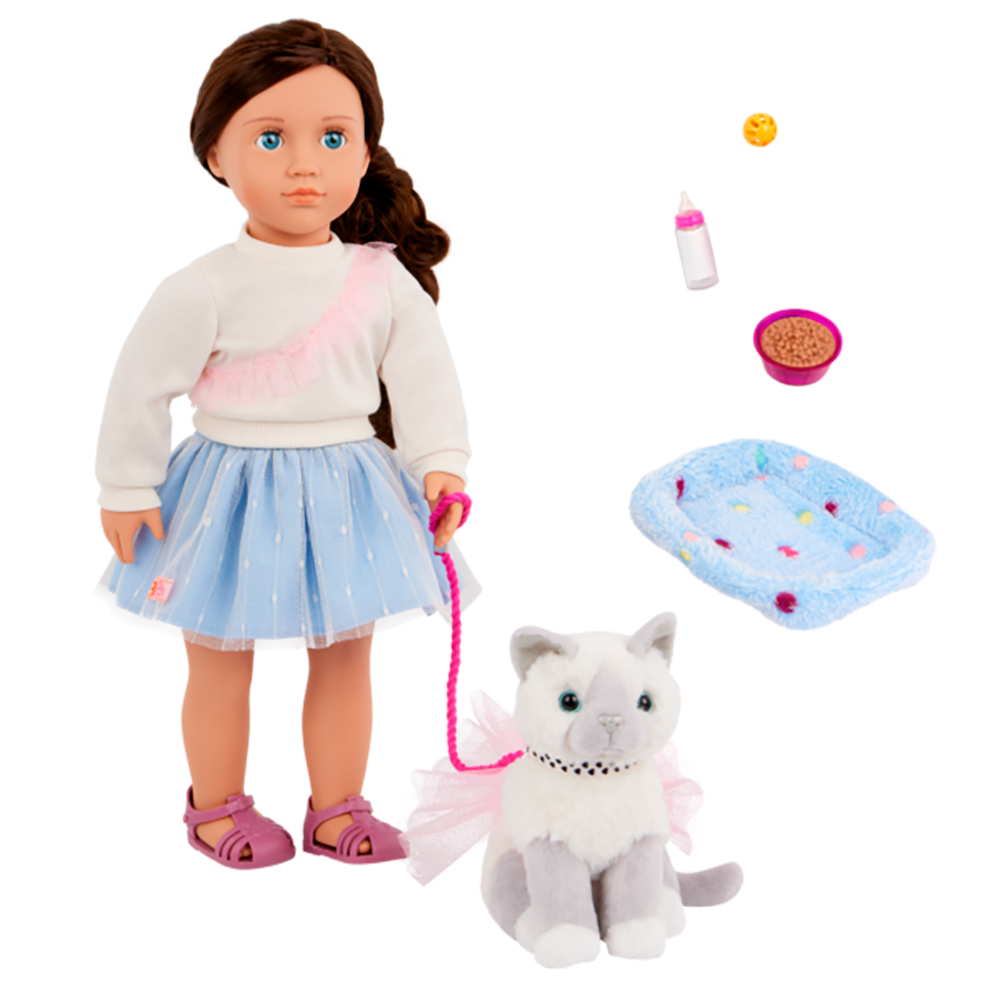 POUPÉE ET ANIMAL OG - MINDY 46CM ET PEPPER LE CHAT 15CM - POUPÉES ...