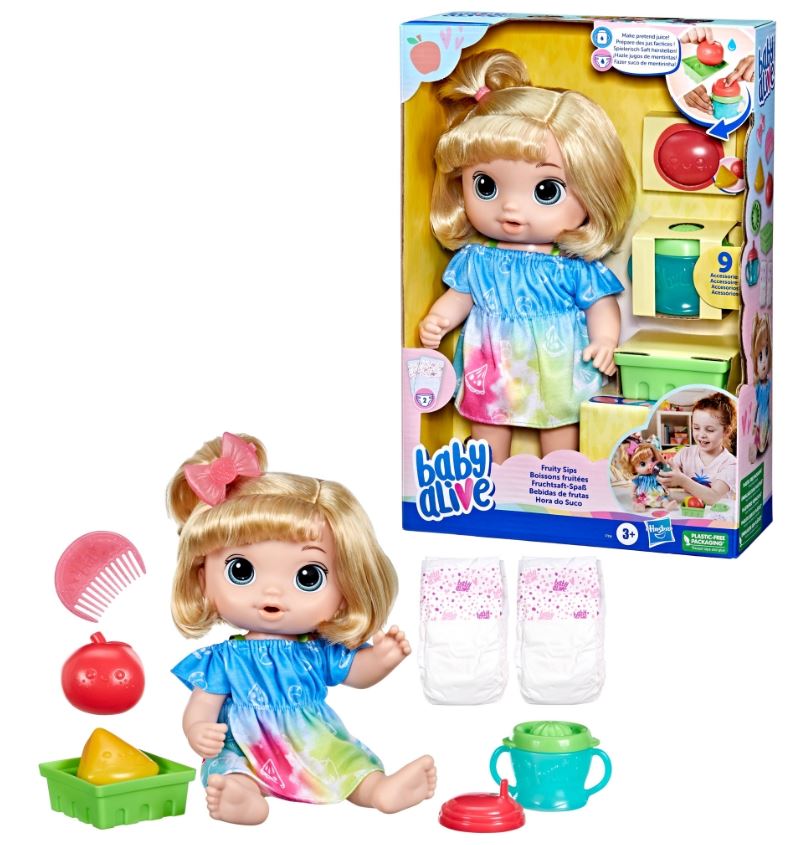 BABY ALIVE - COFFRET POUPÉE BOISSONS FRUITÉES - CHEVEUX BLONDS 30CM ...