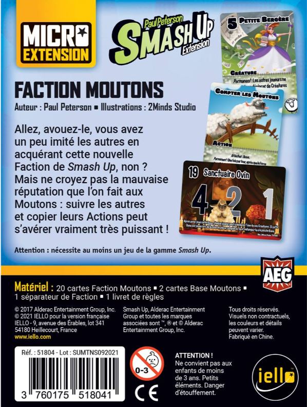 JEU SMASH UP - MICRO EXT - FACTION MOUTONS - JEUX DE SOCIÉTÉ / Adultes ...