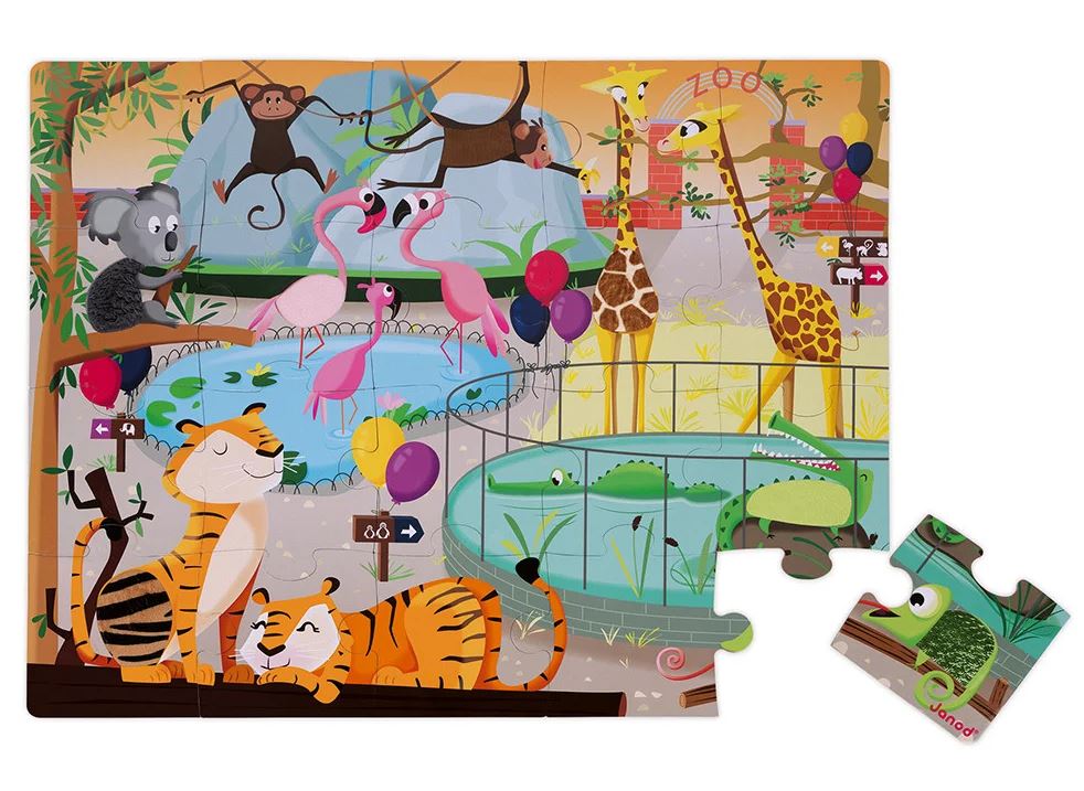 JANOD CASSE-TÊTE 20 PIÈCES TACTILE - JOURNÉE AU ZOO #J02774 - CASSE ...
