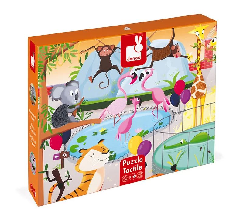 *26 JANOD CASSE-TÊTE 20 PIÈCES TACTILE - JOURNÉE AU ZOO #J02774 - CASSE ...