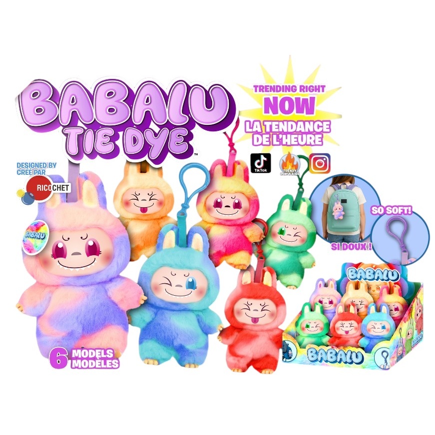BABALU - TIE-DYE PORTE-CLÉS - 15 CM (6 PO) ASST - STYLE LABUBU ...