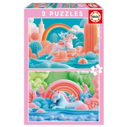 EDUCA CASSE-TÊTES 2X48 PIÈCES - LICORNES MAGIQUES #20223 - CASSE-TÊTES ...